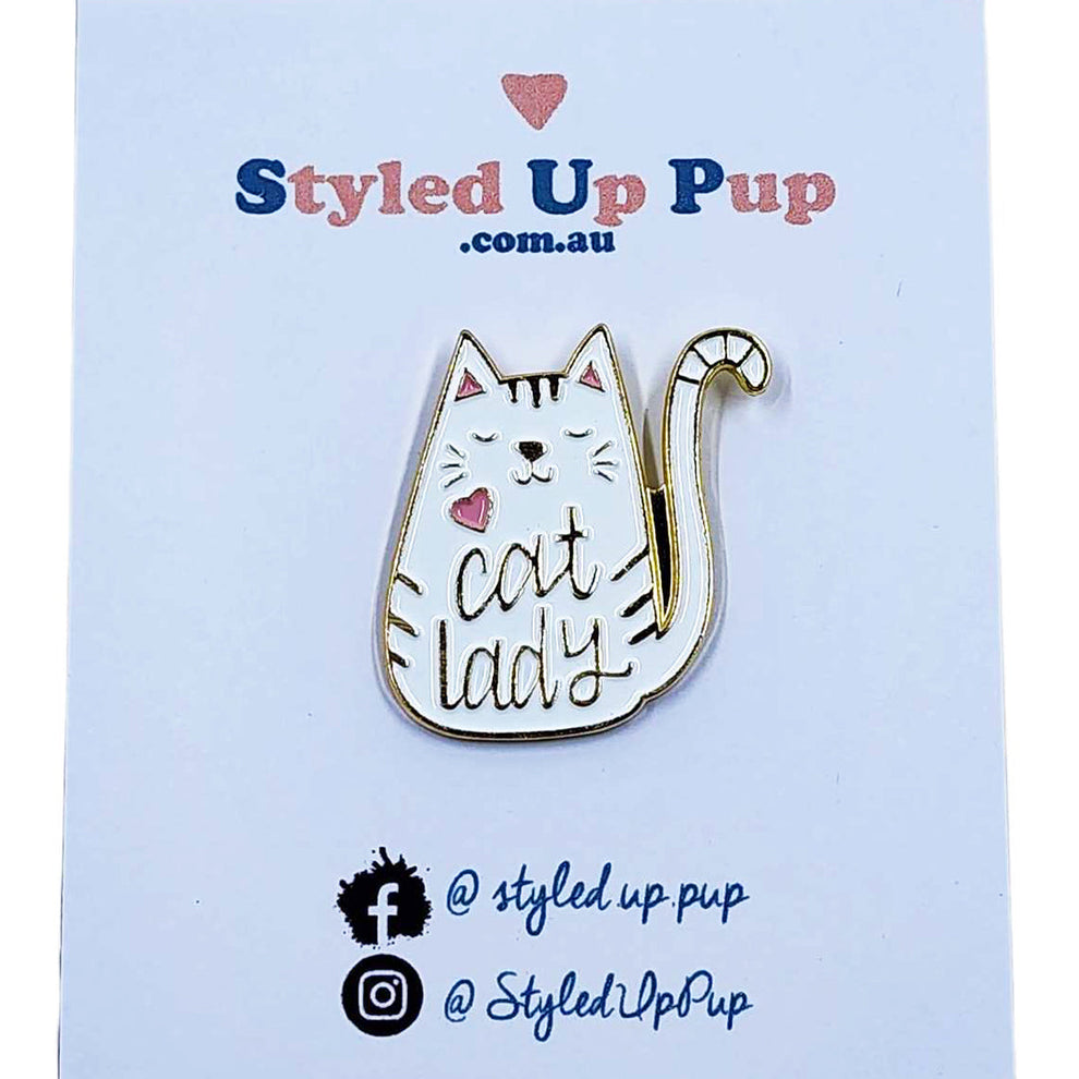 Cat Lady Pin | Cat Lover Badge – Styled Up Pup